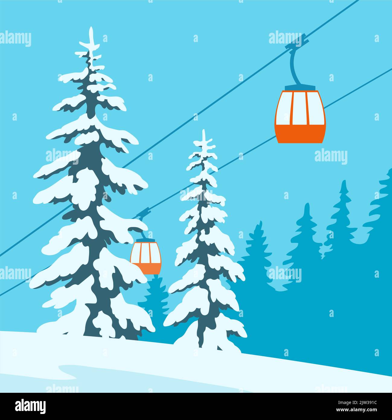 Ski winter resort. Cable car. Ate in the snow. Background with clouds ...