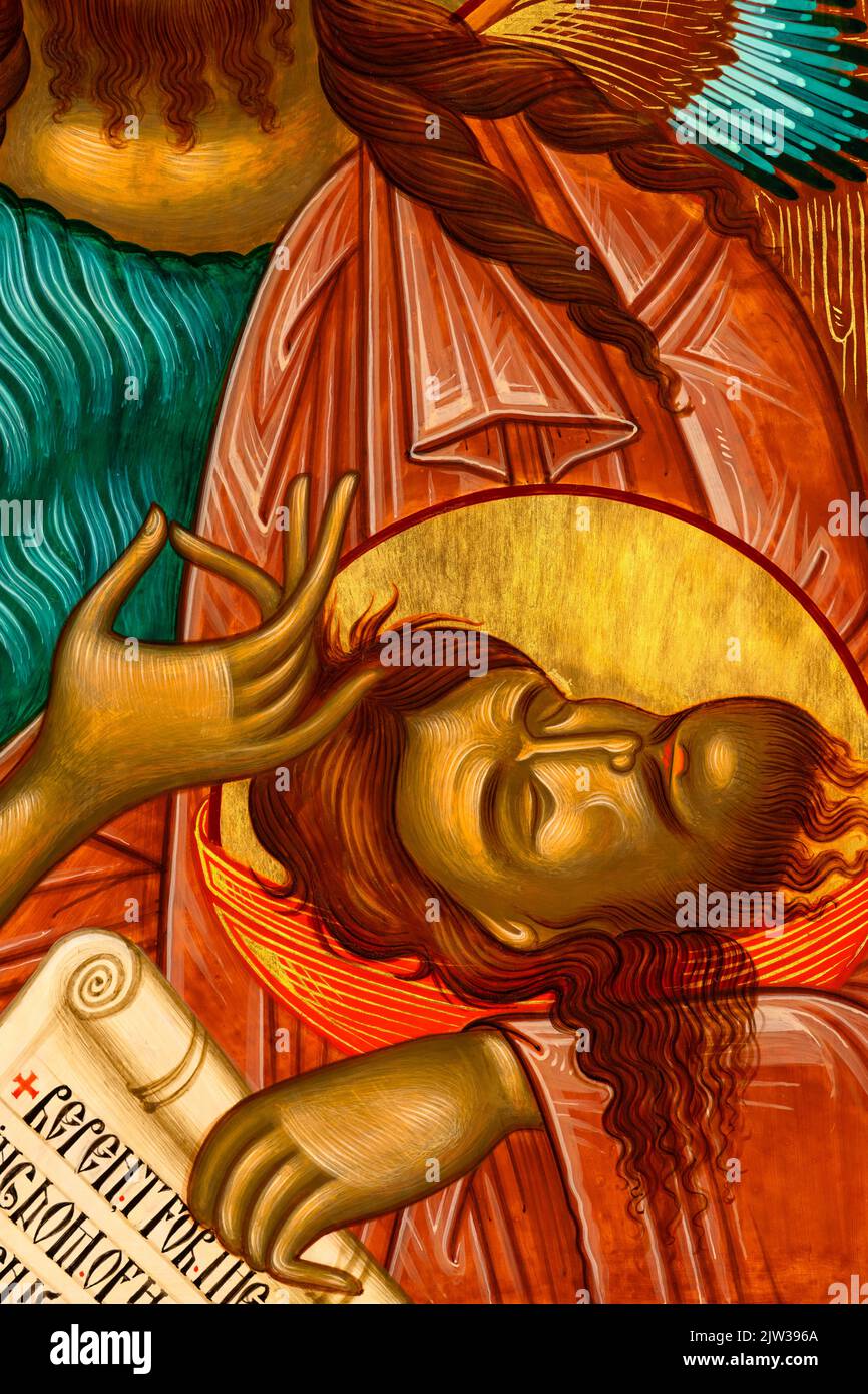 Byzantine Style Orthodox Icon depicting St. John the Baptist, detail of ...