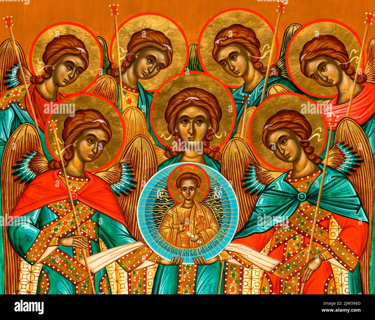 Orthodox icon depicting the Synaxis of the Holy Archangels painted in ...