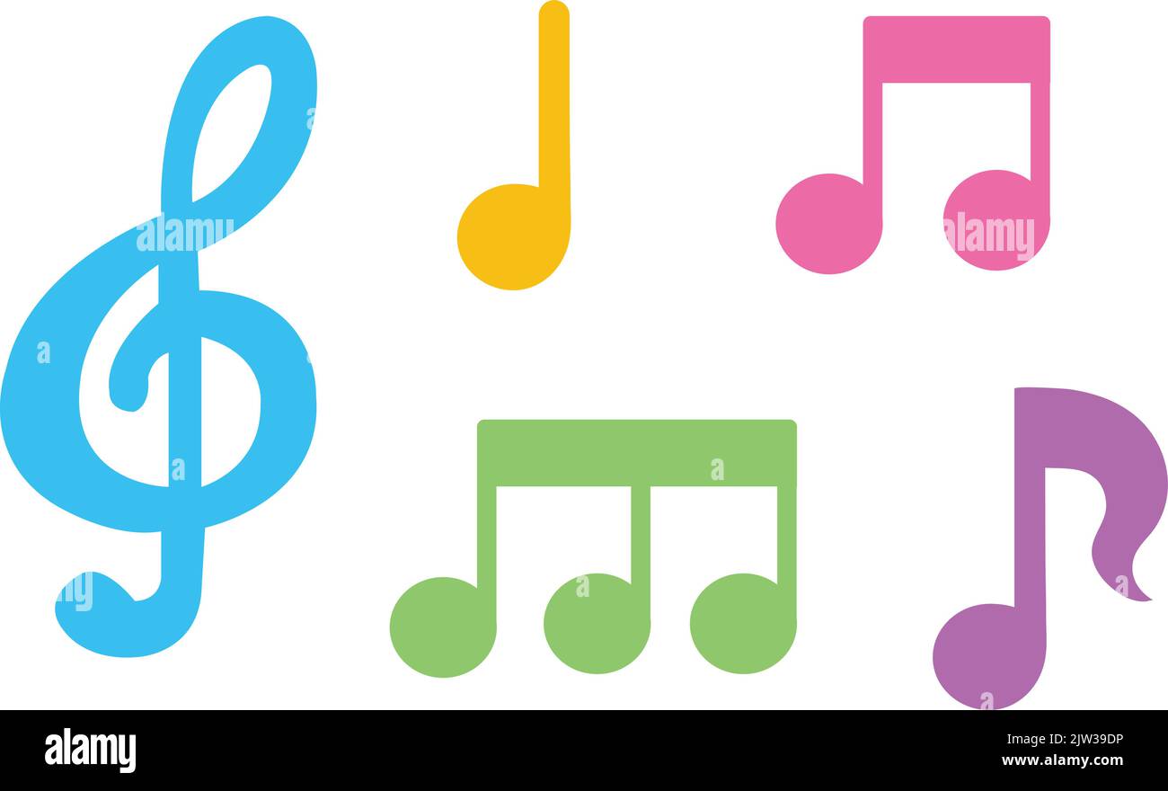 A set of colorful musical notes on a white background Stock Vector ...