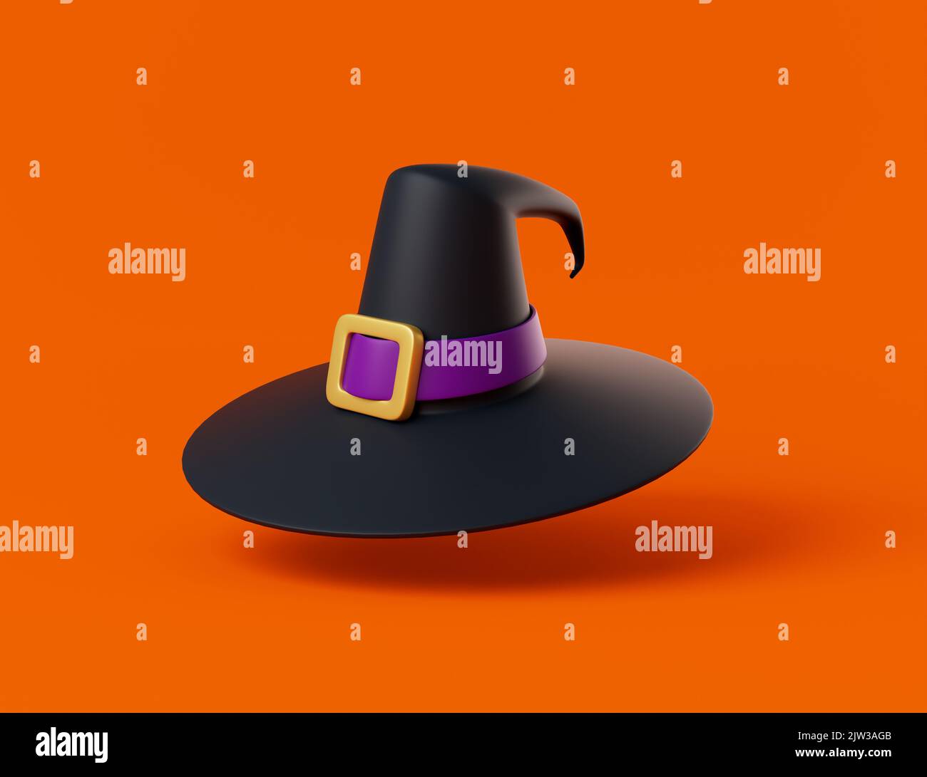 Simple halloween cartoon witch hat 3d render illustration. Isolated ...