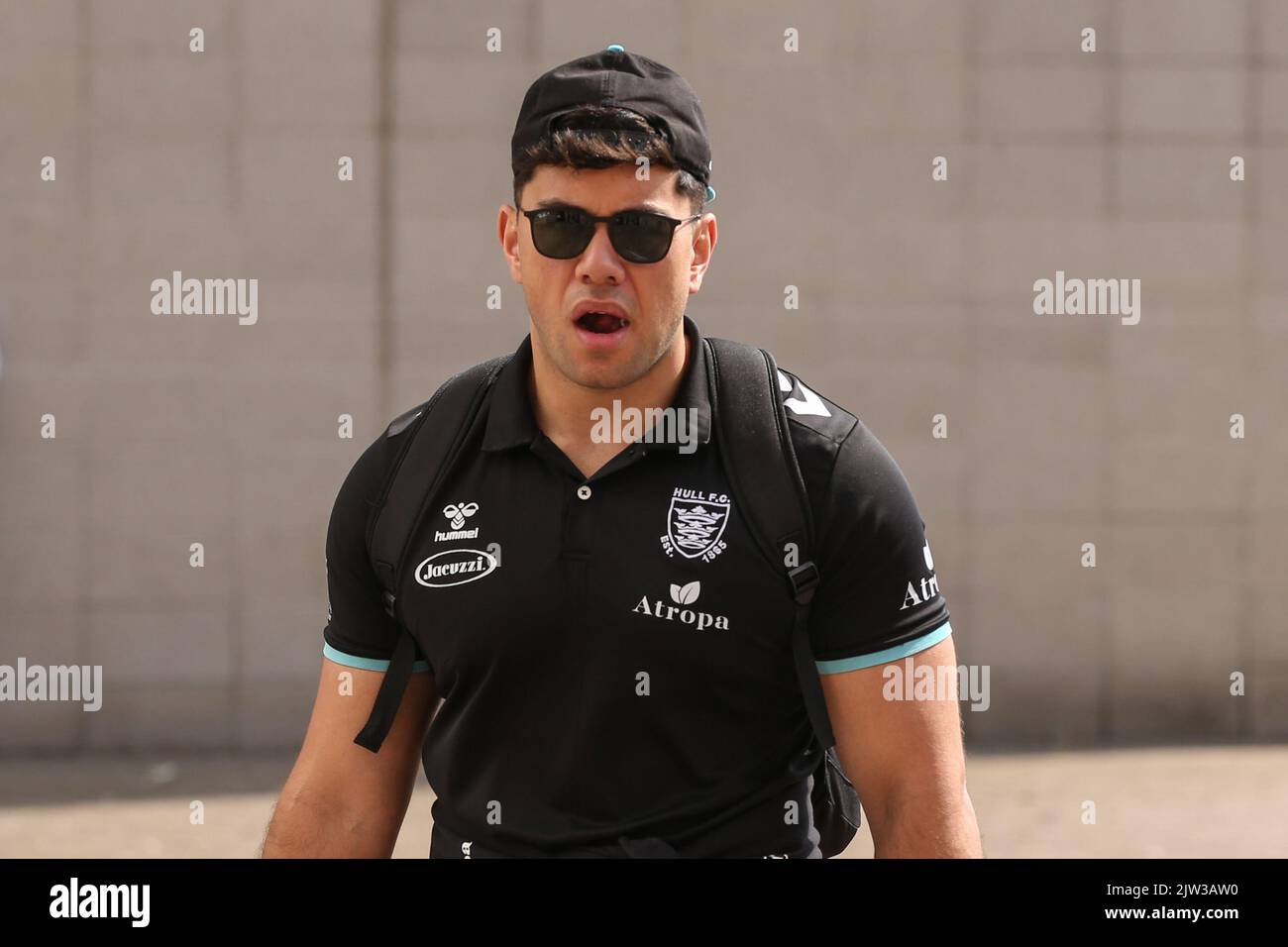 Andre Savelio #11 of Hull FC arrives at MKM Stadium, Hull, United ...