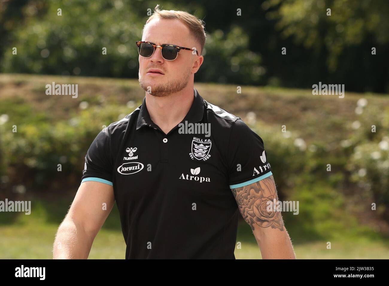 Adam Swift #2 of Hull FC arrives at MKM Stadium, Hull, United Kingdom ...