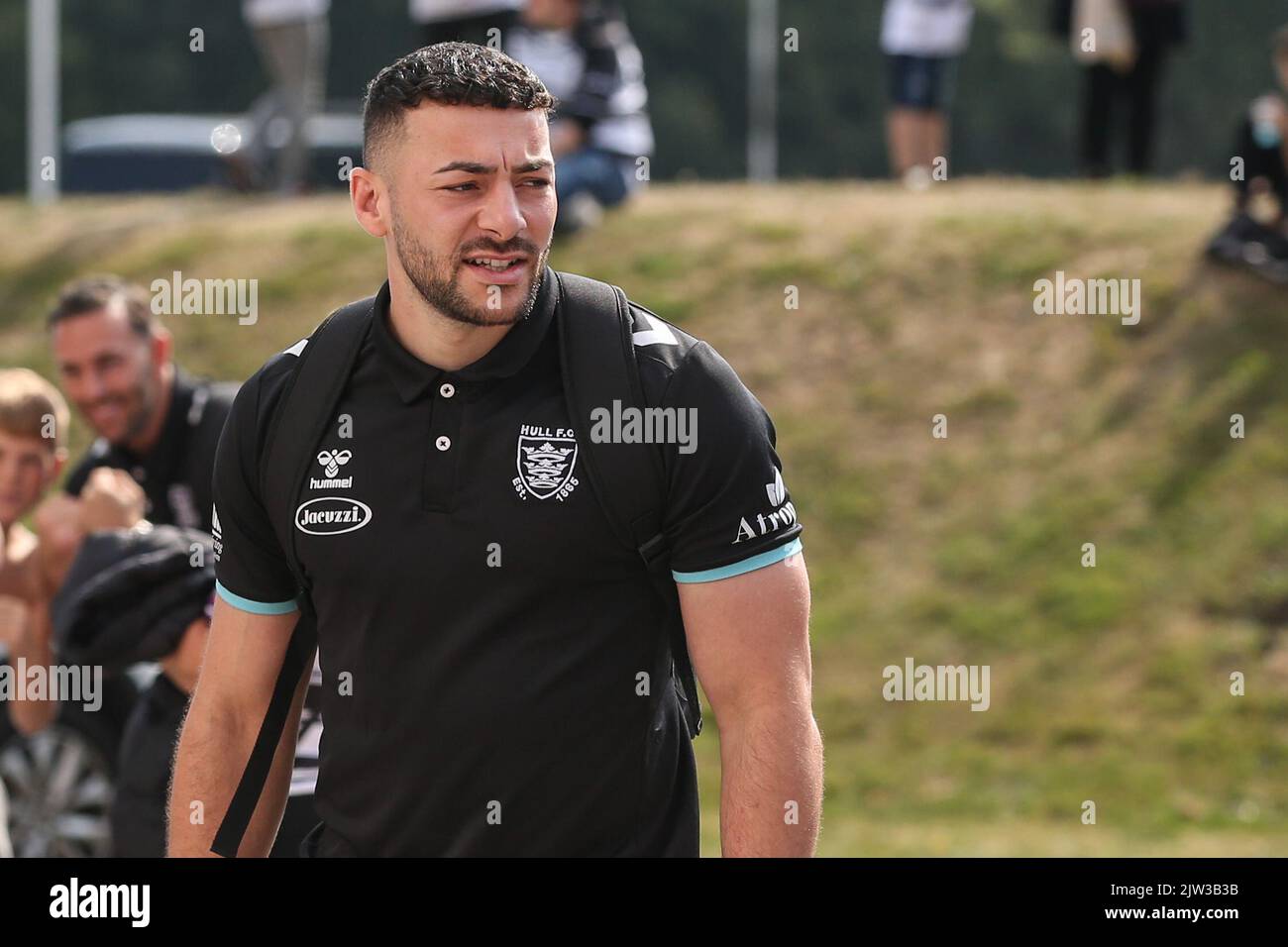 Jake Connor #1 of Hull FC arrives at MKM Stadium, Hull, United Kingdom ...
