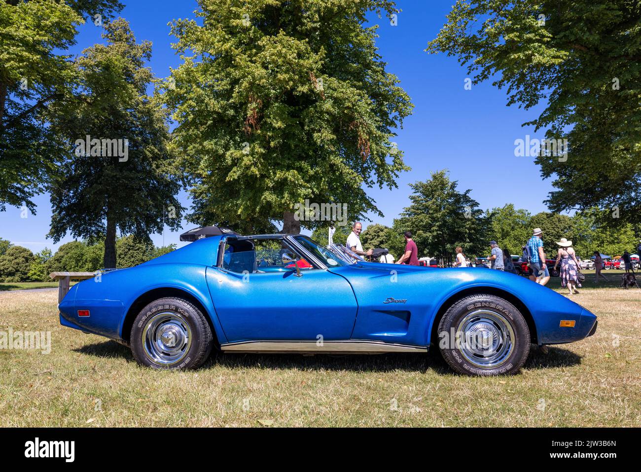 1975 Corvette Stingray coupe with T-top panels removed on display at ...