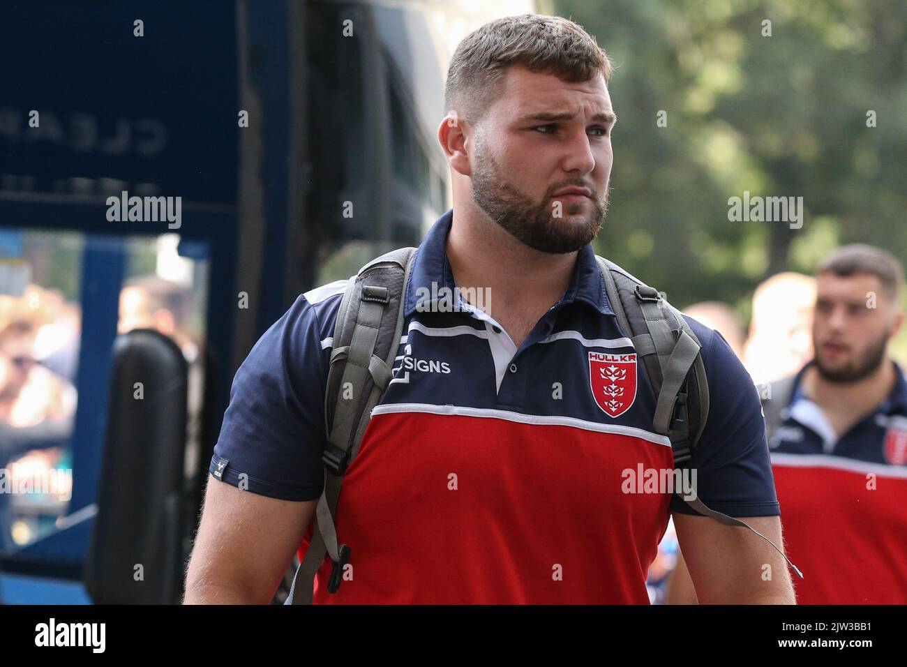Zach Fishwick #34 of Hull KR arrives at MKM Stadium, Hull, United ...