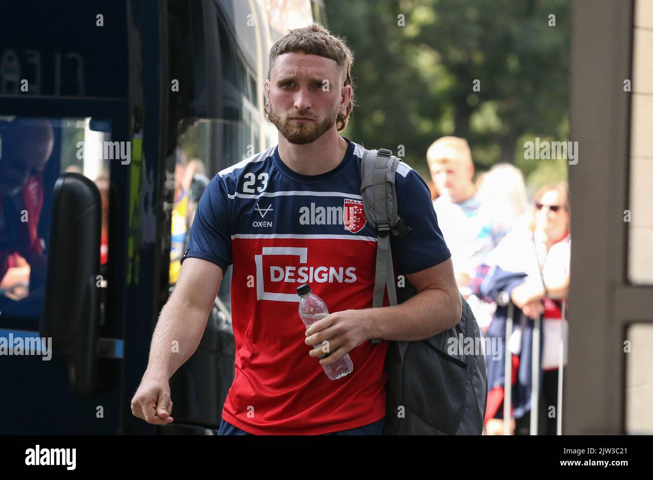 Ethan Ryan #23 of Hull KR arrives at MKM Stadium, Hull, United Kingdom ...