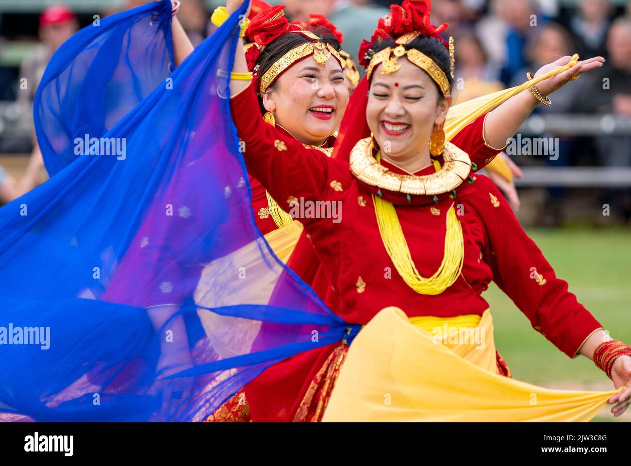 Nepalese dancers perform during the Braemar Royal Highland Gathering at ...