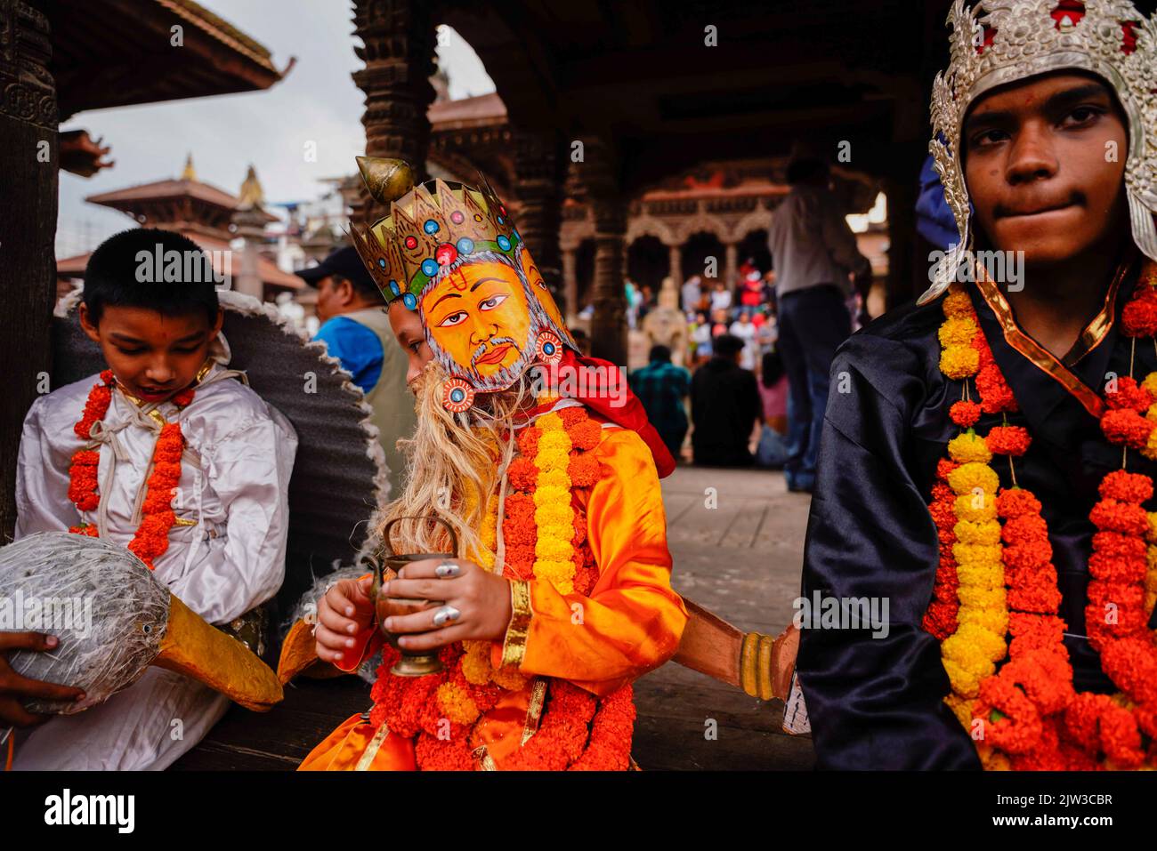Lalitpur, Nepal. 03rd Sep, 2022. Masked dancers clad in traditional ...
