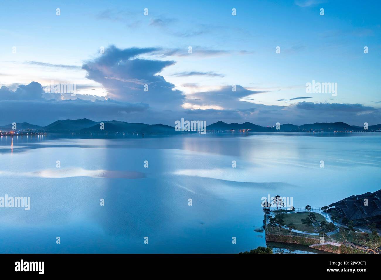 NINGBO, CHINA - SEPTEMBER 3, 2022 - Clouds change over Dongqian Lake as Super Typhoon Hinnamnor ...