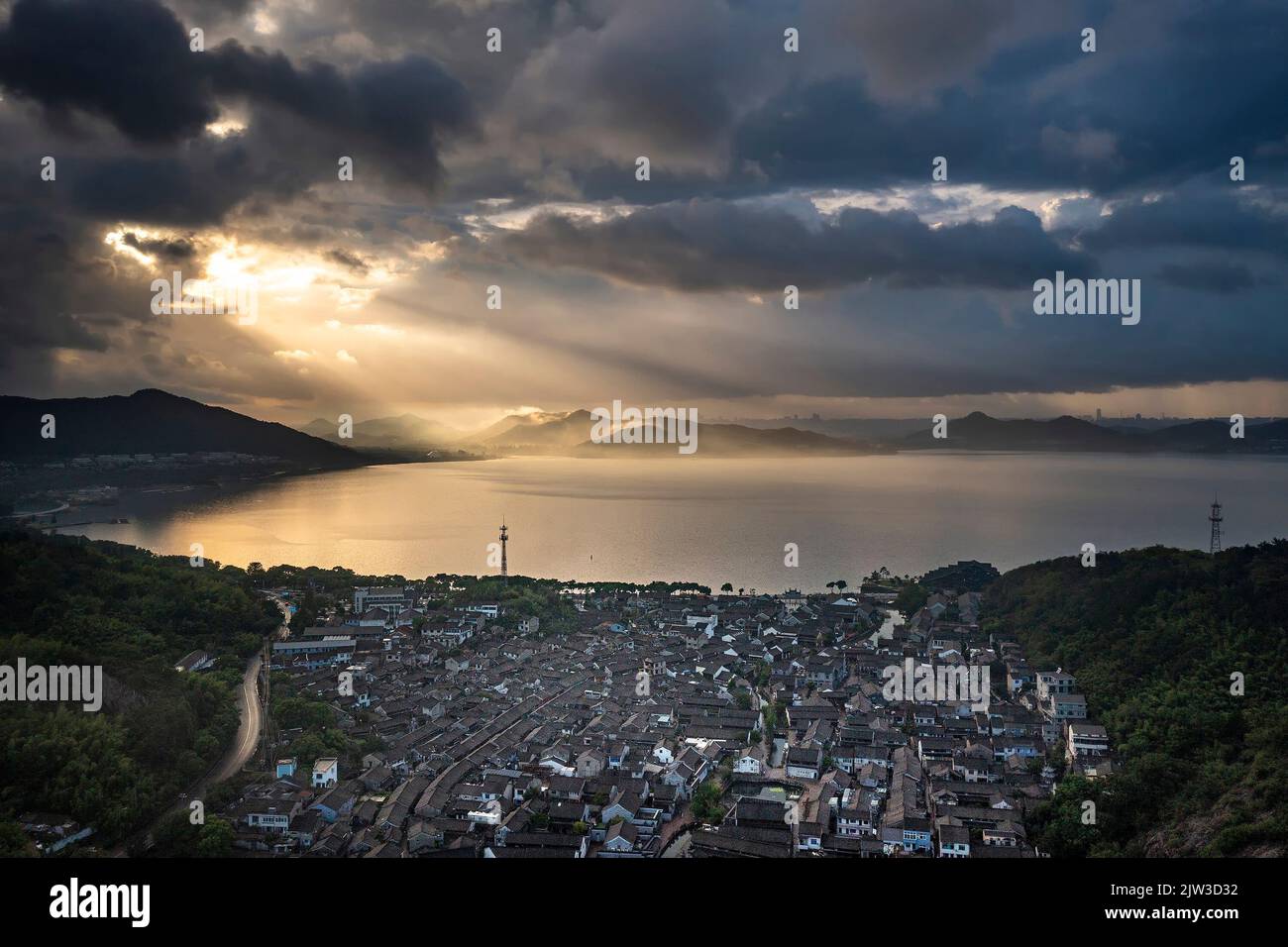 NINGBO, CHINA - SEPTEMBER 3, 2022 - Clouds change over Dongqian Lake as ...
