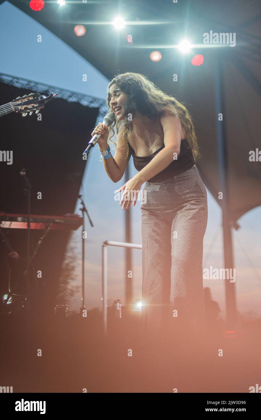 Mexican artist Silvana Estrada performing live during Vive Latino 2022 ...