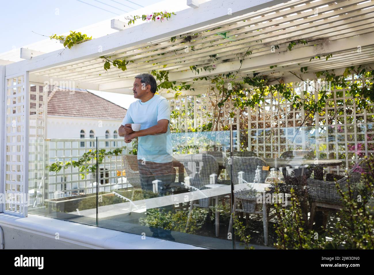 Senior african american man standing on a terrace Stock Photo - Alamy