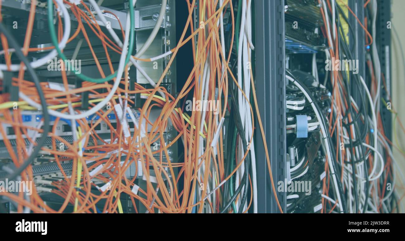 Image of data processing over server room Stock Photo - Alamy