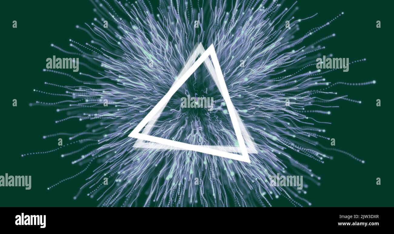 Image of triangles and trails on black background Stock Photo - Alamy