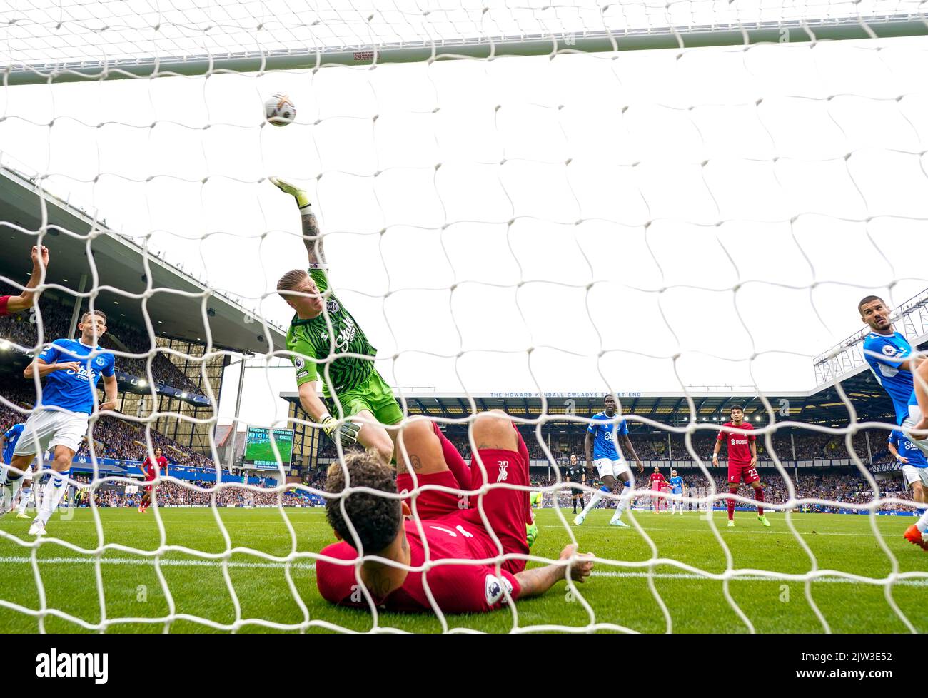 Liverpool, UK. 3rd September 2022. Jordan Pickford of Everton saves a ...