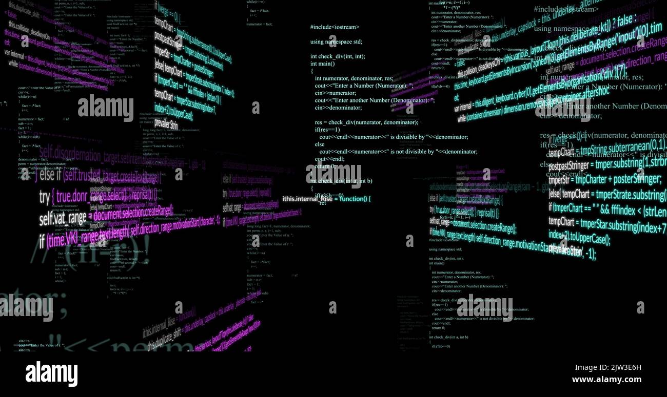 Image of data processing on black background Stock Photo - Alamy