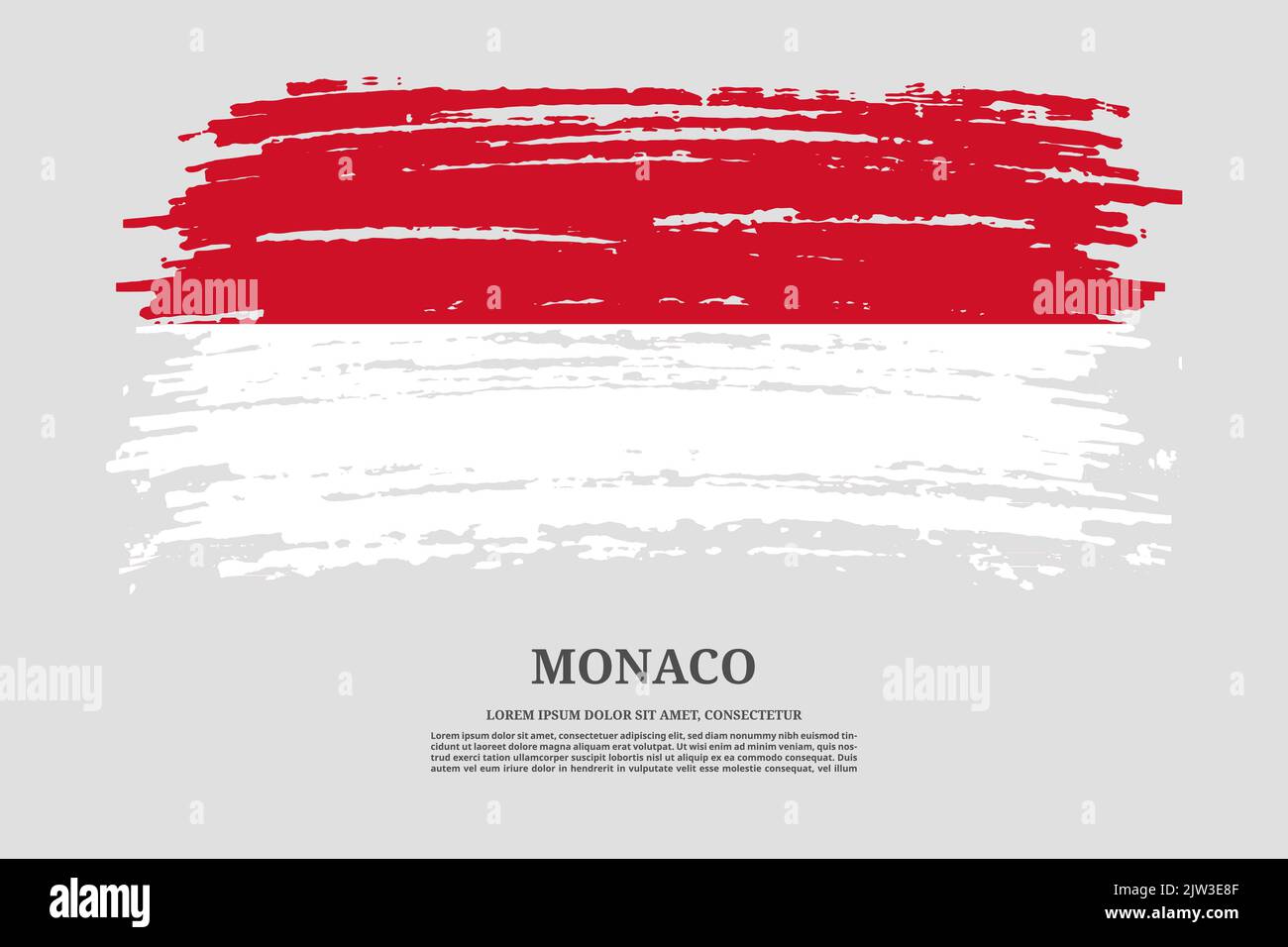 Monaco flag with brush stroke effect and information text poster ...