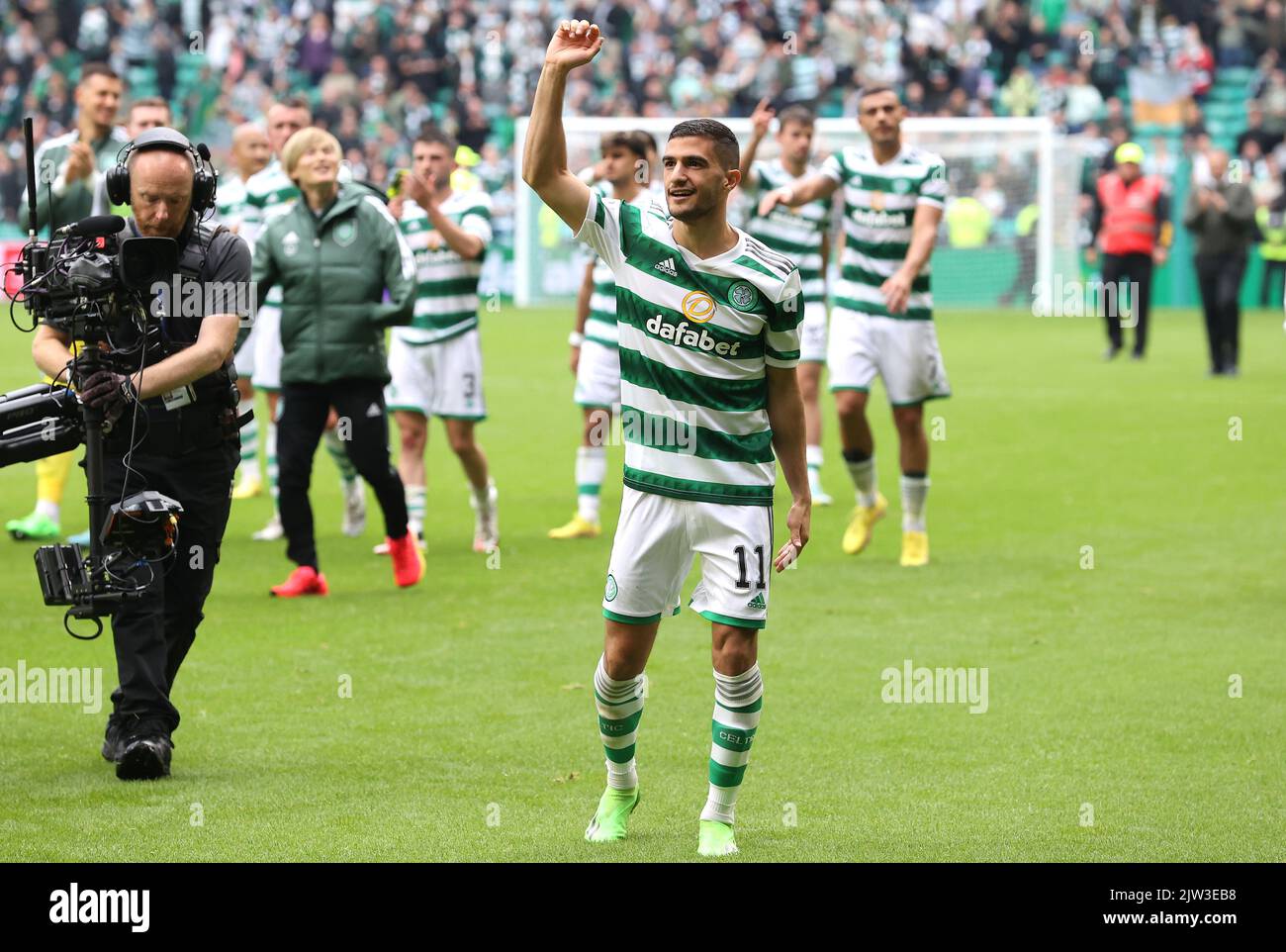 Celtic's Liel Abada celebrates after the final whistle in during the ...