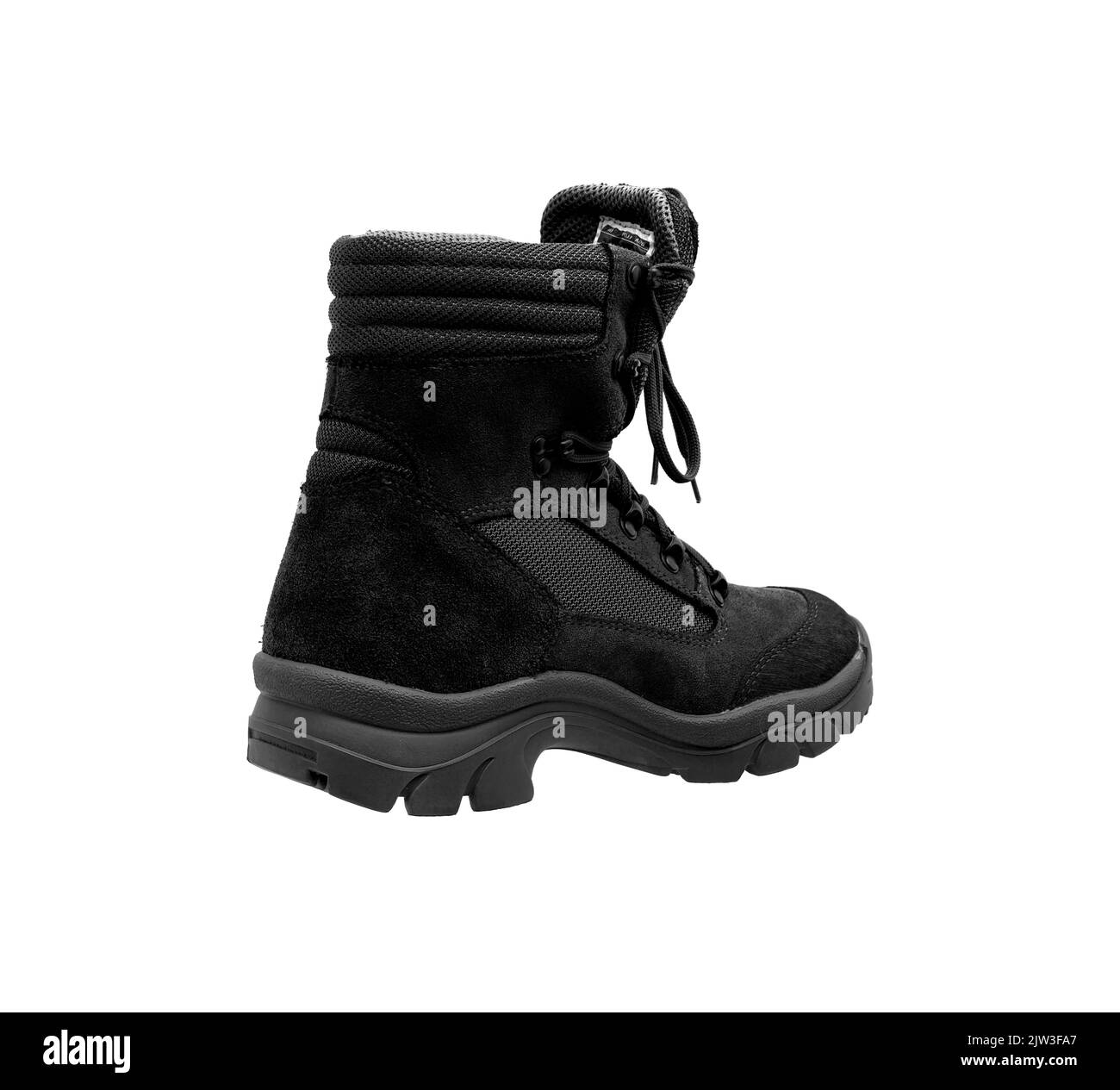 Modern army combat boots. New desert beige shoes. Isolate on a white ...