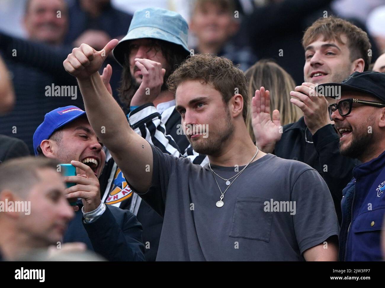 Sam Fender in the stands during the Premier League match at St. James ...