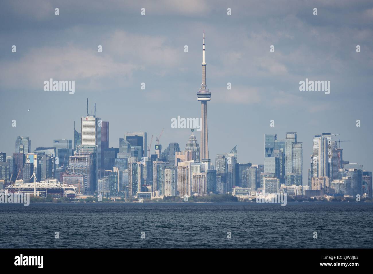 A blue tone landscape photo of Canada's National CN Tower in Toronto ...