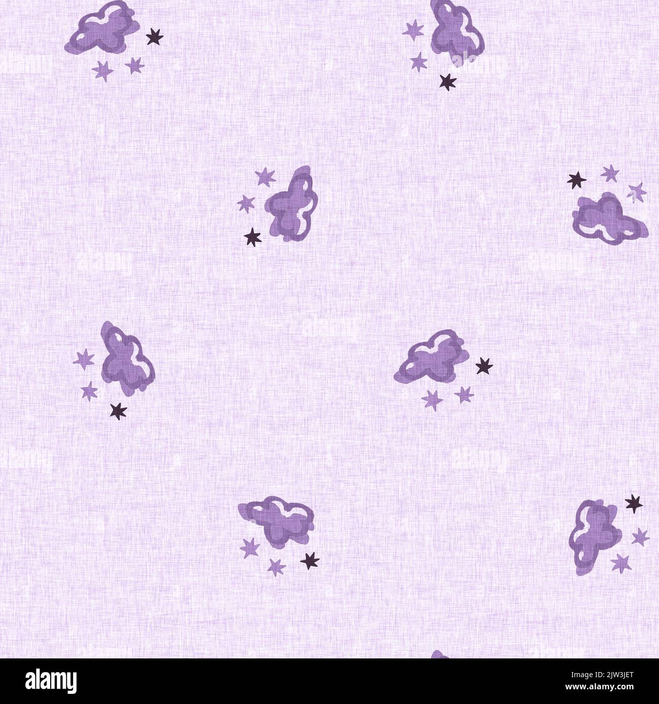 Gender neutral cloud seamless raster background. Simple purple ...