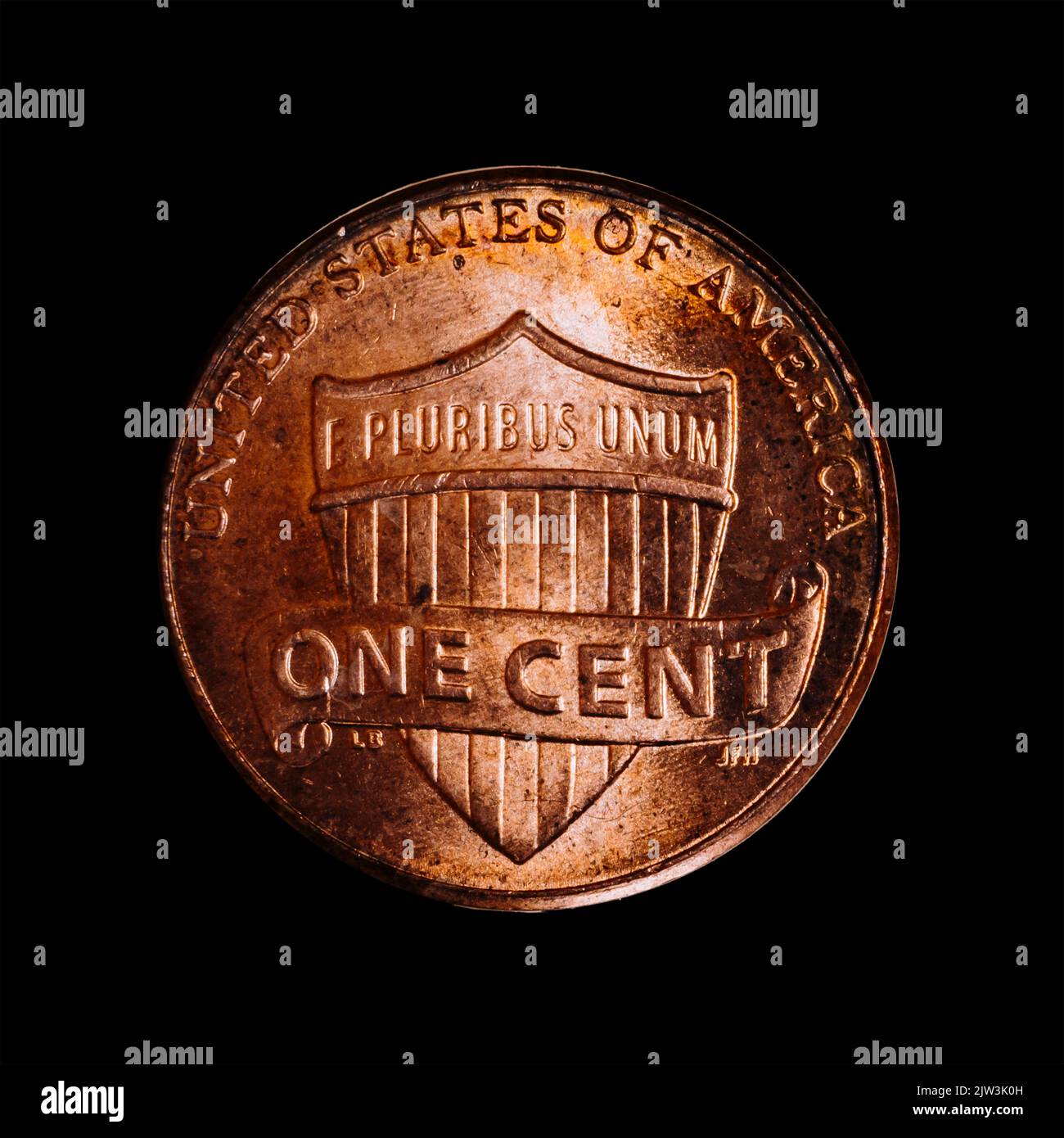 A closeup of a 1 US dollar cent coin also called penny from 2016 ...