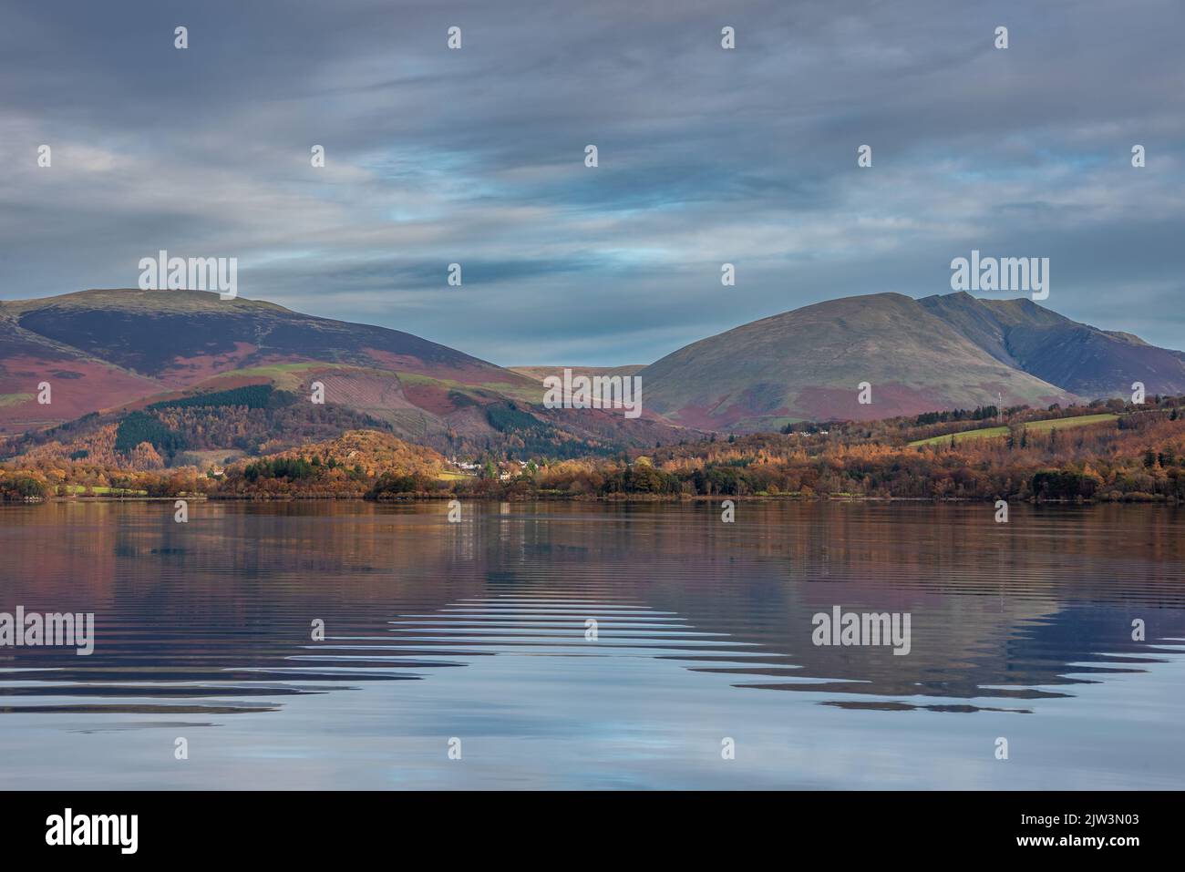 Epic Autumn sunrise landscape image looking from Manesty Park in Lake ...