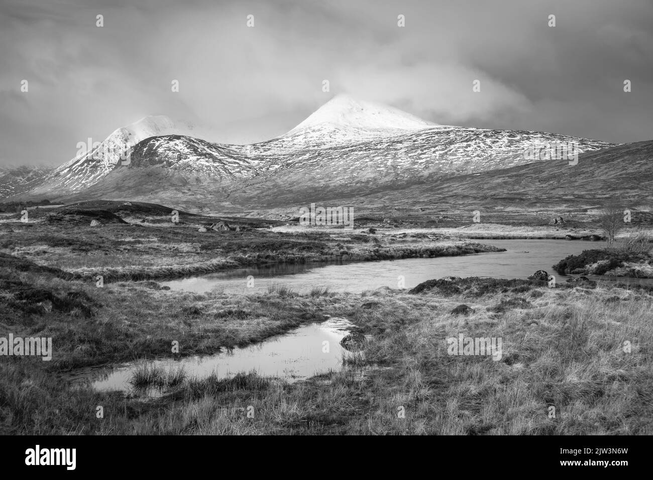 Black and white Stunning Winter panorama landscape image of mountain ...