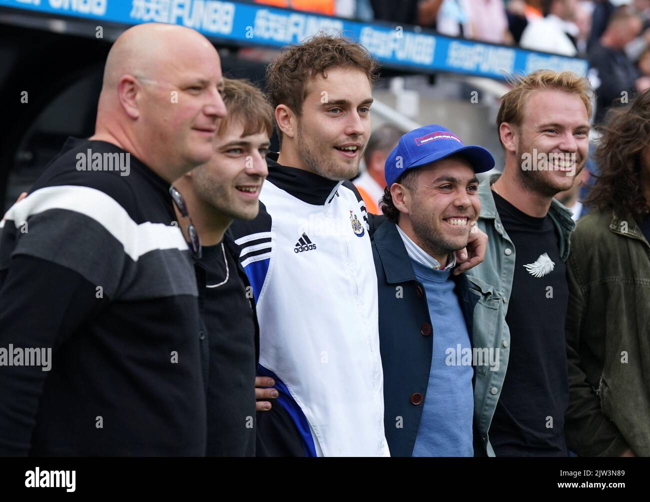 Sam Fender and friends at half time during the Premier League match at ...
