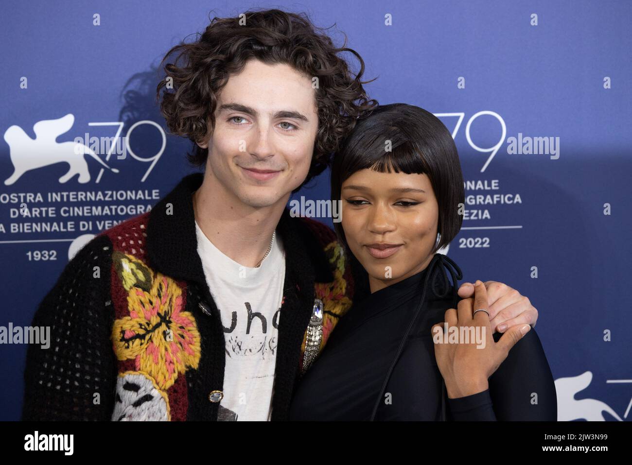 Timothee Chalament and Taylor Russell attend the photocall for "Bones ...