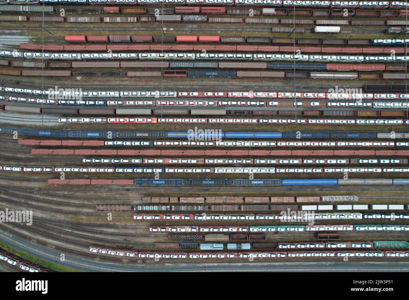 Aerial view of rail yard hi-res stock photography and images - Alamy