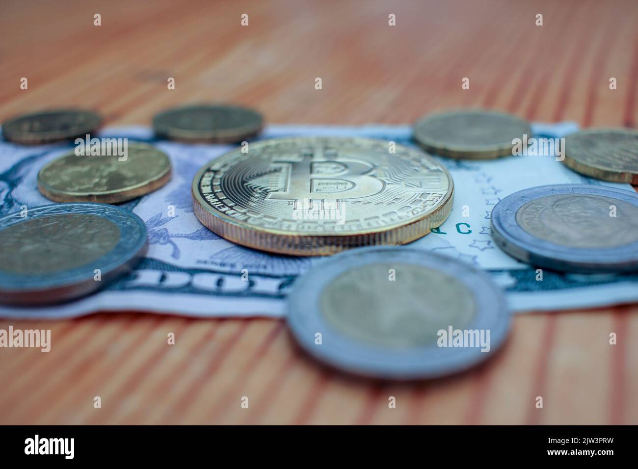bitcoin find its place among dollars and euros Stock Photo - Alamy