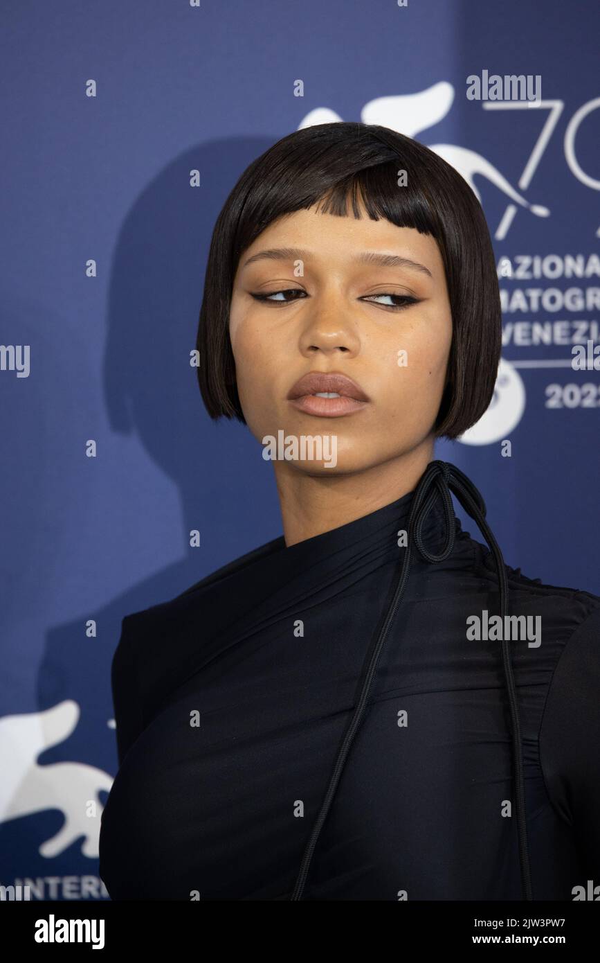 Taylor Russell attends the photocall for "Bones And All" at the 79th ...