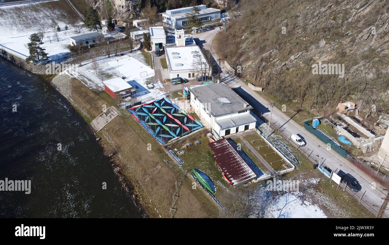 scenic aerial panorama of Znojmo city, South Moravia, Czech Republic ...