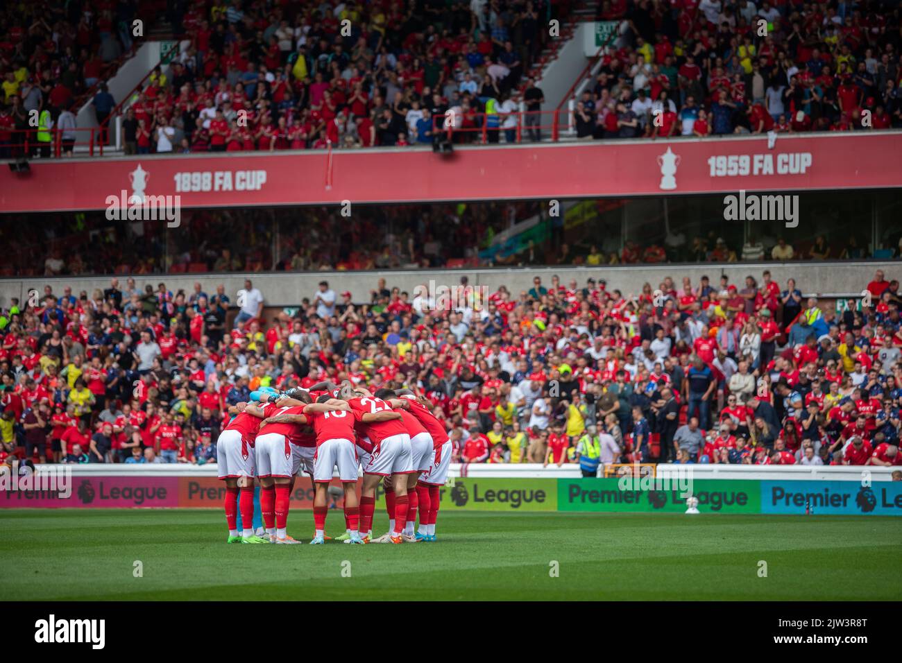 Forest team huddles before the Premier League match Nottingham Forest ...
