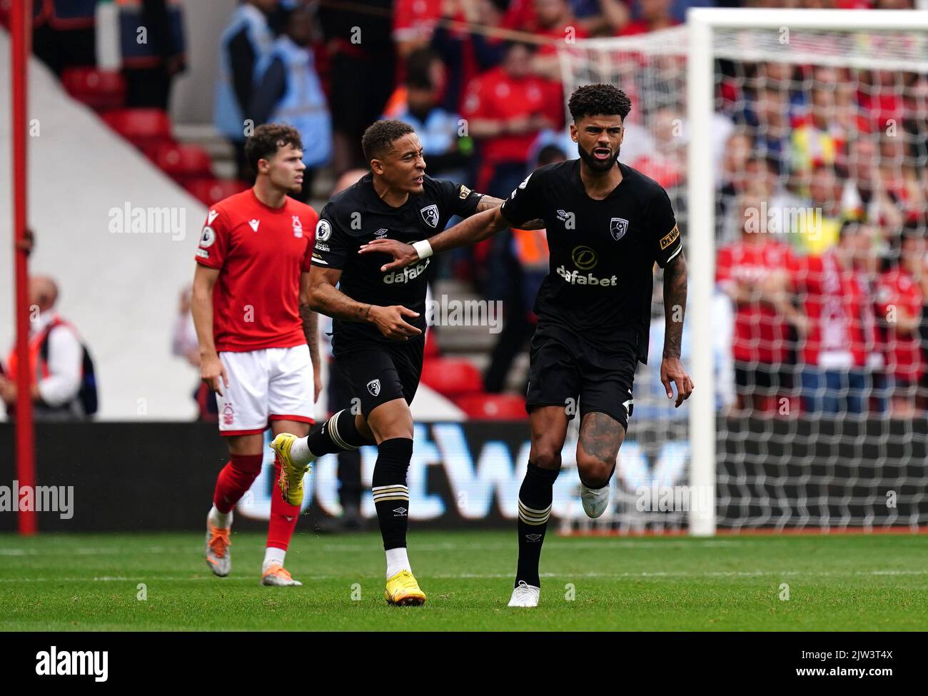 Bournemouths Philip Billing Right Celebrates Scoring Their Sides