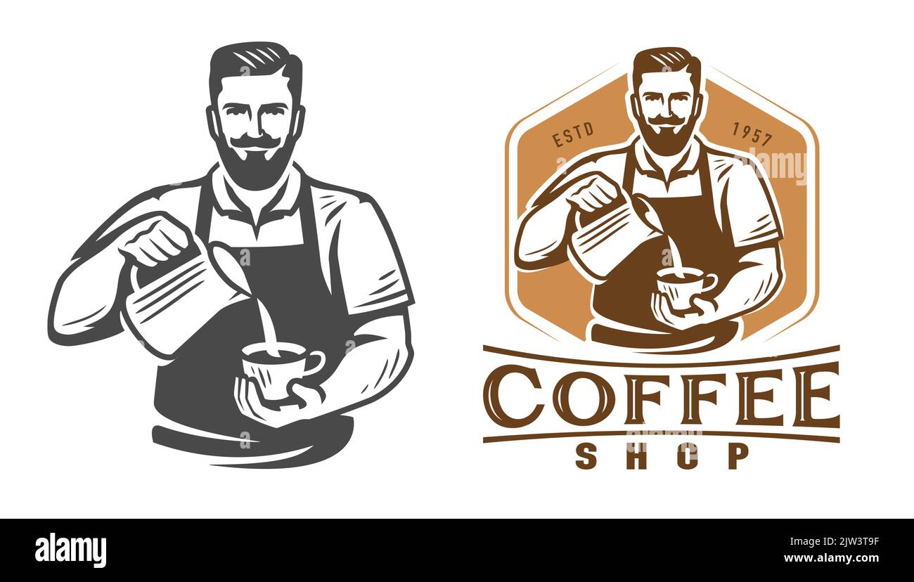 Coffee shop barista logo template. Design template for restaurant or ...