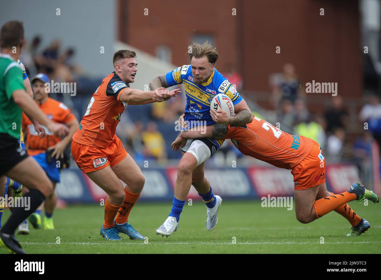 Blake Austin #6 of Leeds Rhinos in action during the Betfred Super ...