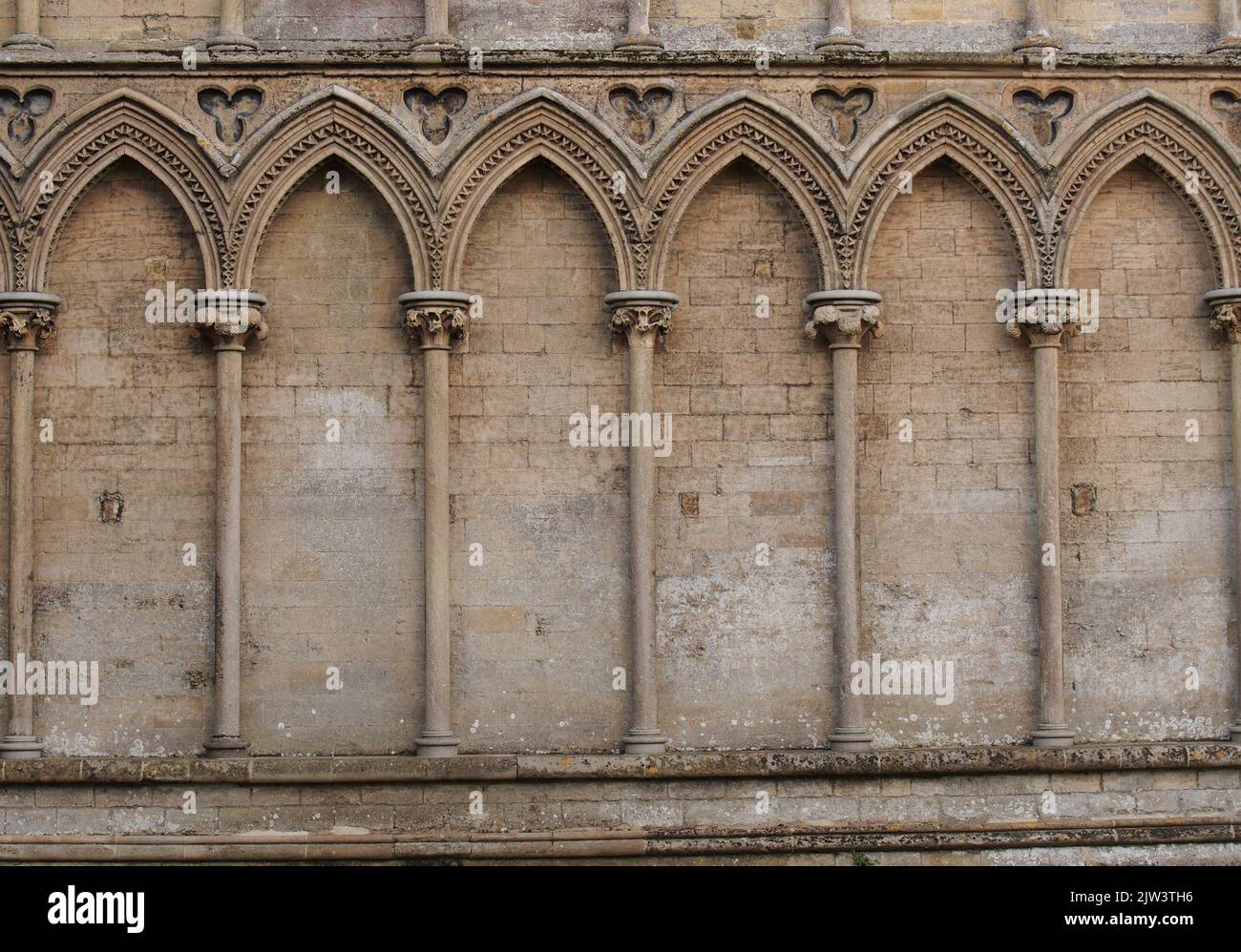 A view of parts of the detailed masonry carvings of Ely cathedral ...