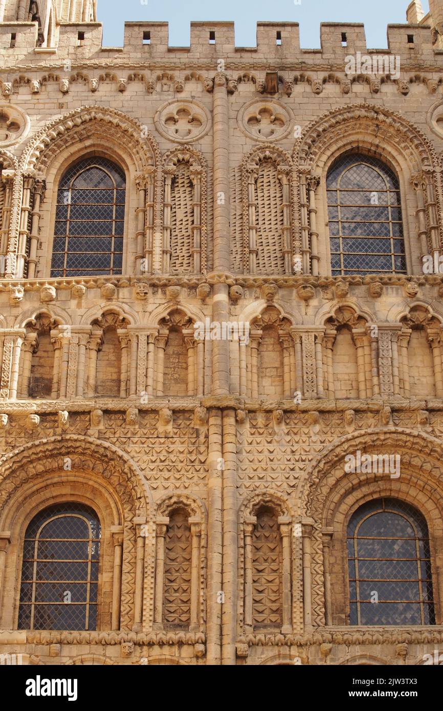 A view of some of the windows of Ely cathedral, Cambridgeshire, England ...
