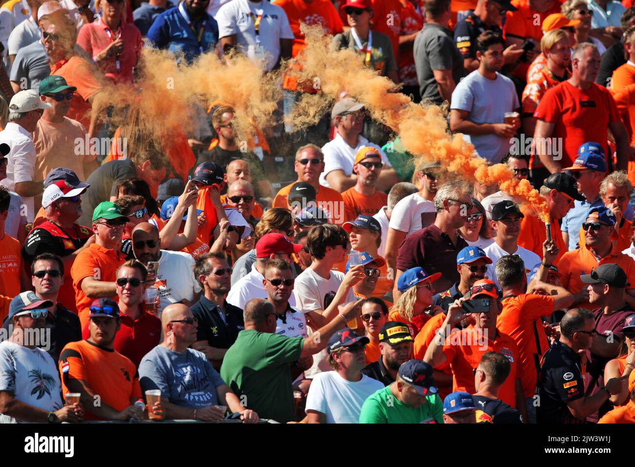 Fans with flares in the granstand. Dutch Grand Prix, Saturday 3rd ...