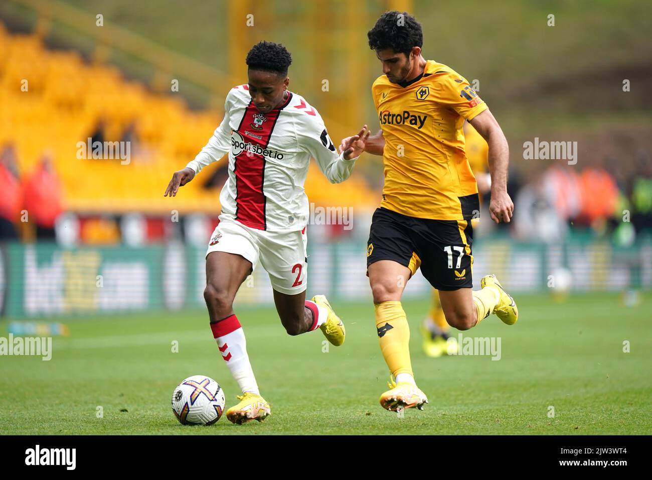 Southampton's Kyle Walker-Peters (left) and Wolverhampton Wanderers ...