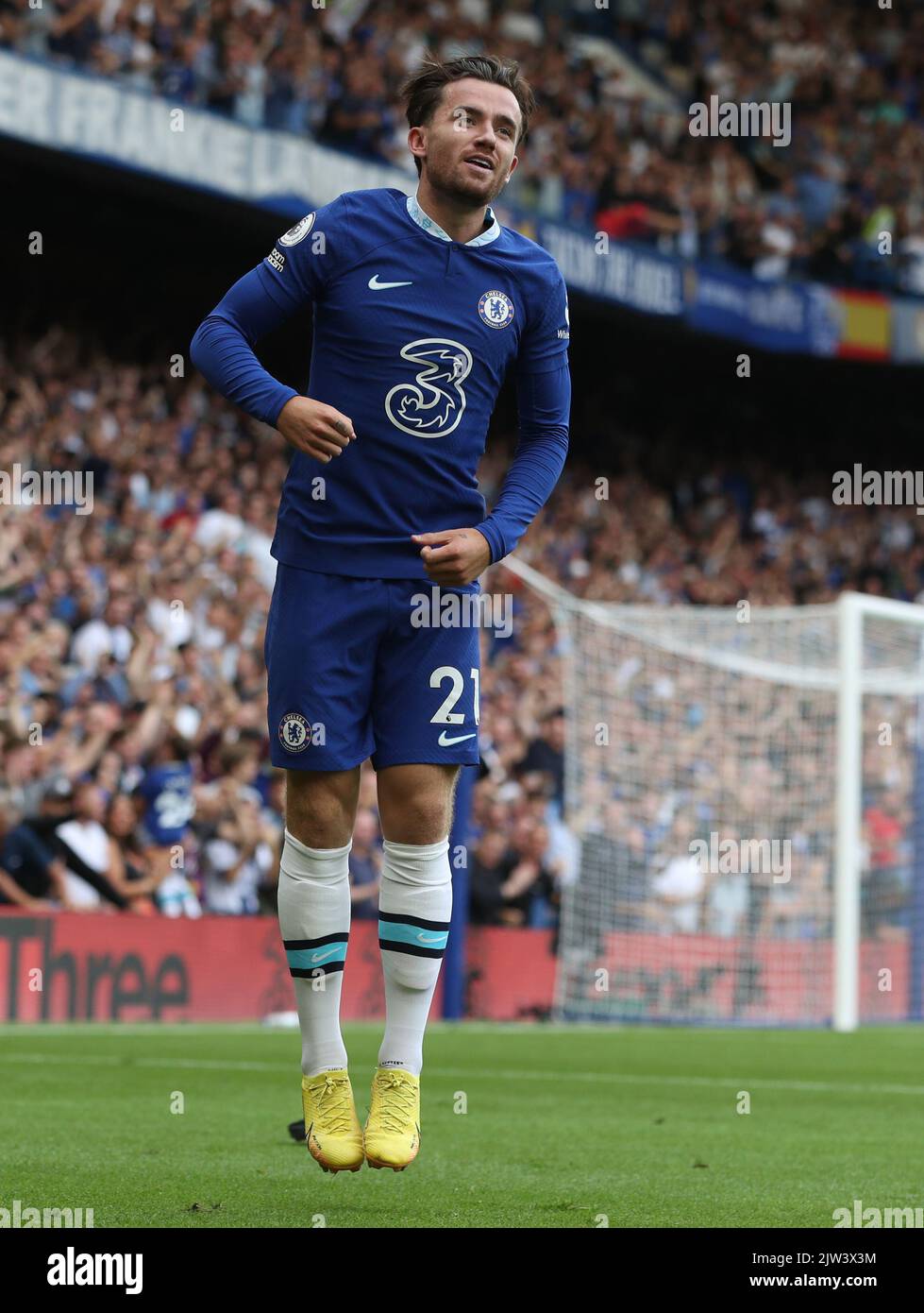 London, England, 3rd September 2022. Ben Chilwell of Chelsea celebrates ...