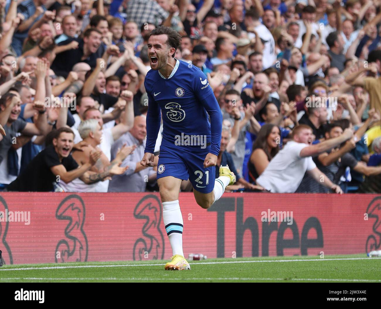 London, England, 3rd September 2022. Ben Chilwell of Chelsea celebrates ...