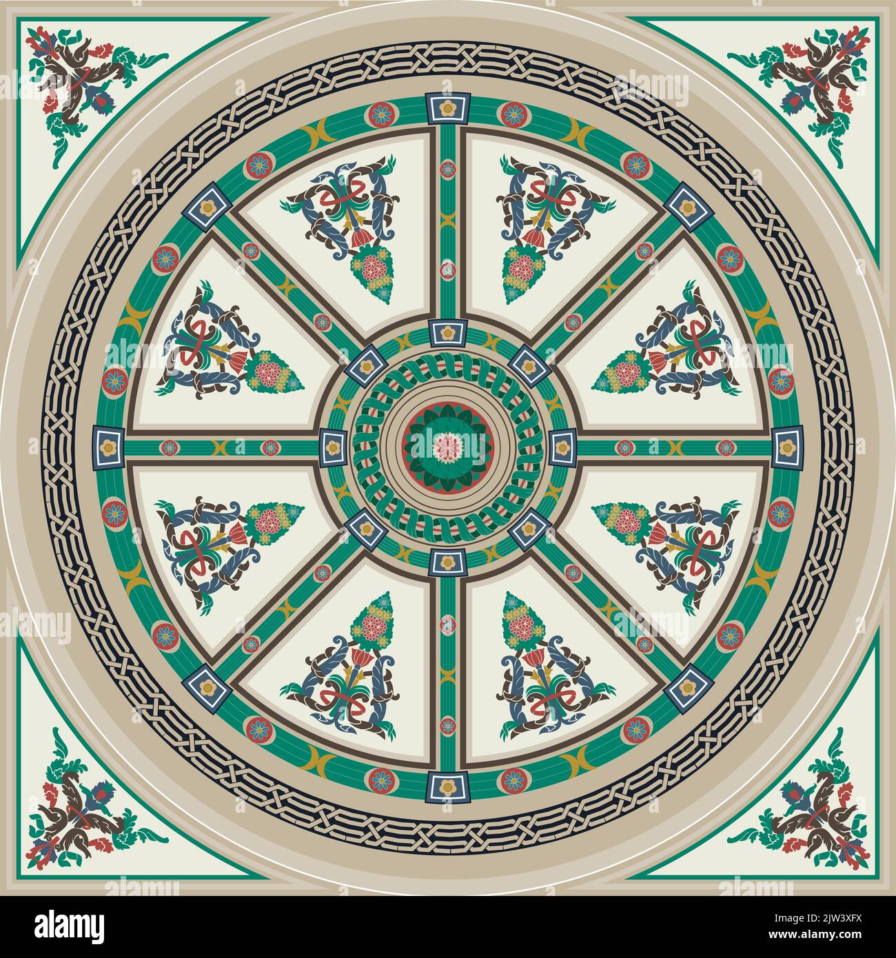 Drawings of decorations and inscriptions on the domes of the Prophet's ...