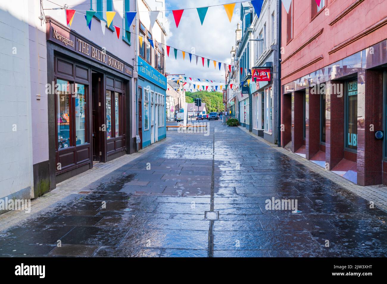 STORNOWAY, ISLE OF LEWIS, SCOTLAND, AUGUST 05, 2022: Street view in ...