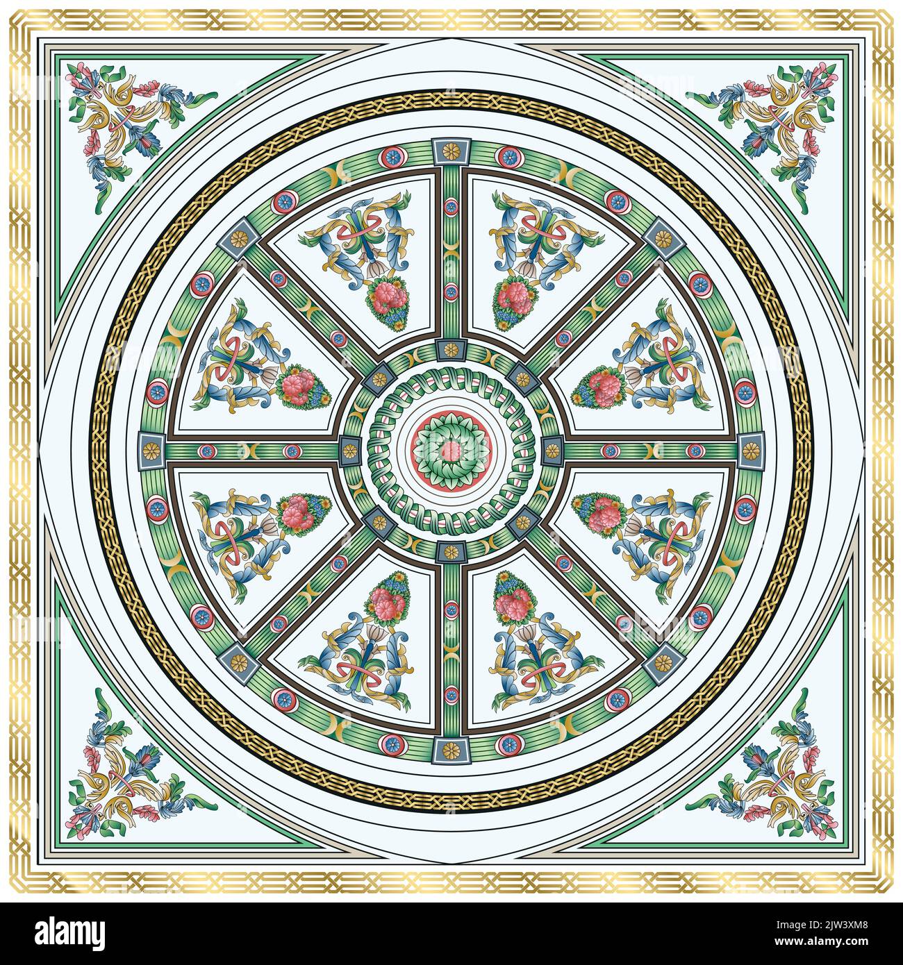 Drawings of decorations and inscriptions on the domes of the Prophet's ...