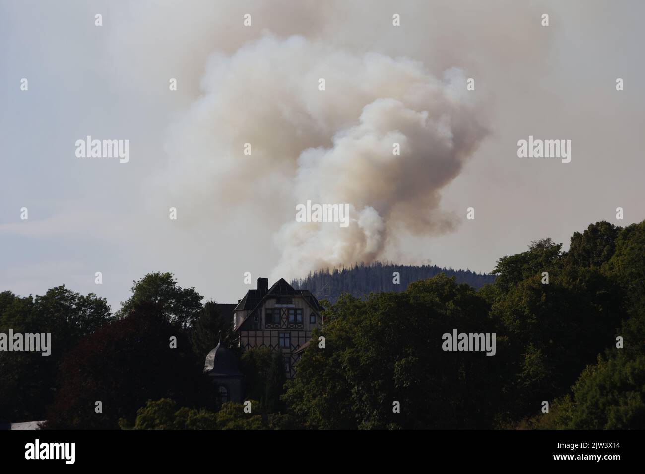 Harz, Germany. 03rd Sep, 2022. Fire at the Brocken. A column of smoke ...